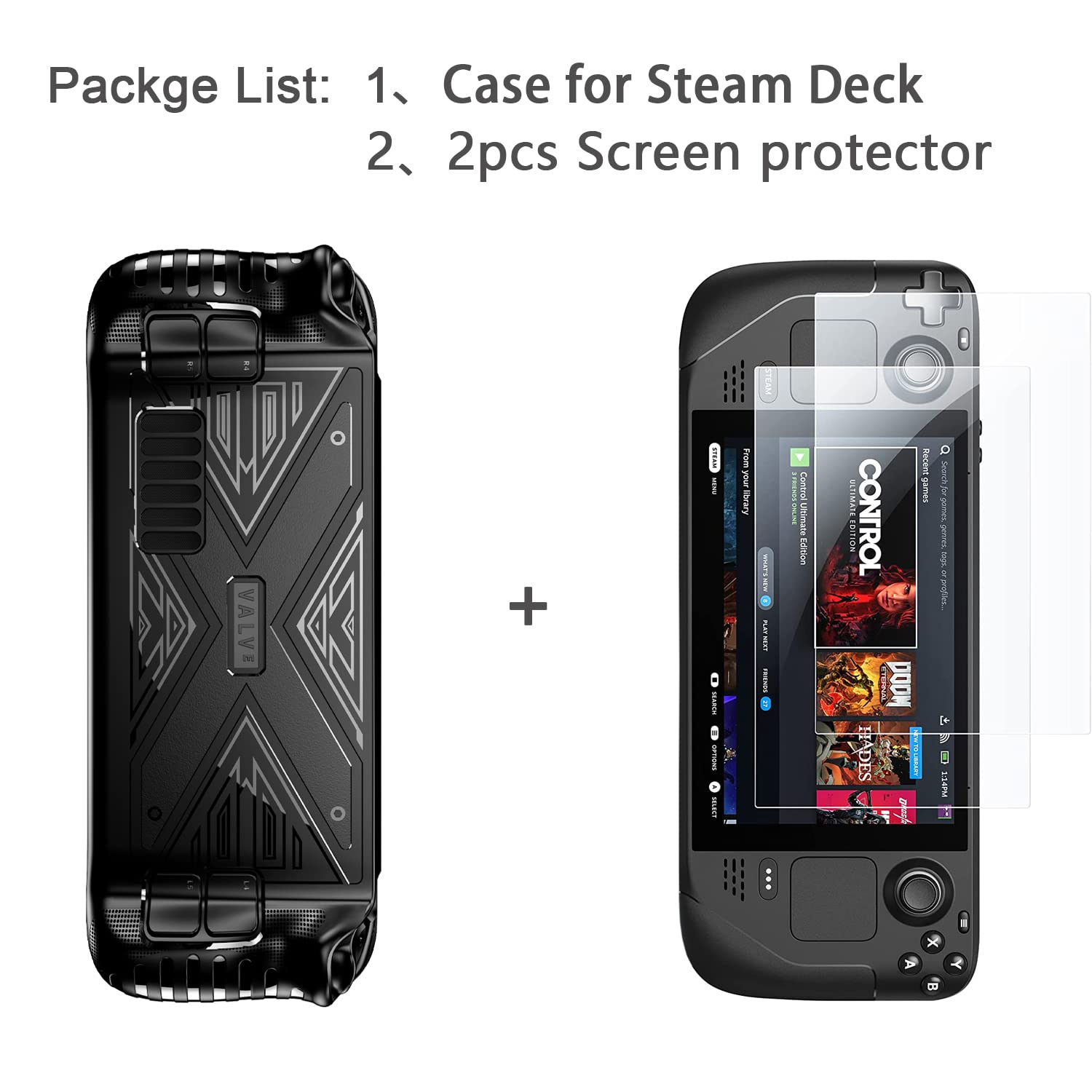 Keruixin Hard Carrying Shell Case with Stand for PlayStation Portal Remote Player -with Game disc Storage Layer,Data Cable Storage Layer,Hard Outer Cover for Better Protection