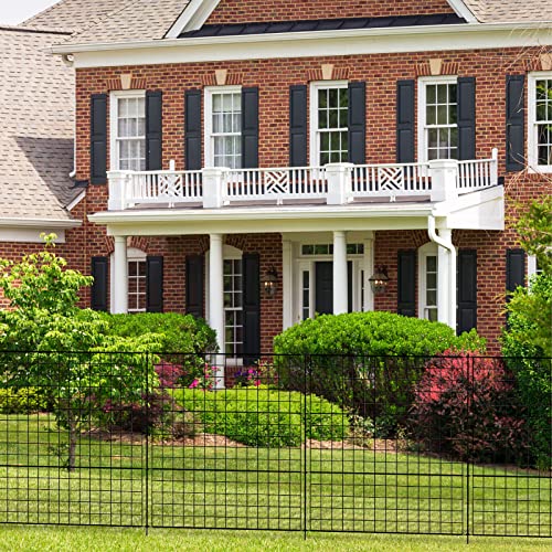 ICITYWALL 5 Panels 15ft (L) X 39in (H) Decorative Garden Fence, Solid h Post Design, Rustproof Wire No Dig Animal Barrier Fencing Outdoor for Backyard Patio(5 Panels 36"L x 39" H, 6 stakes)