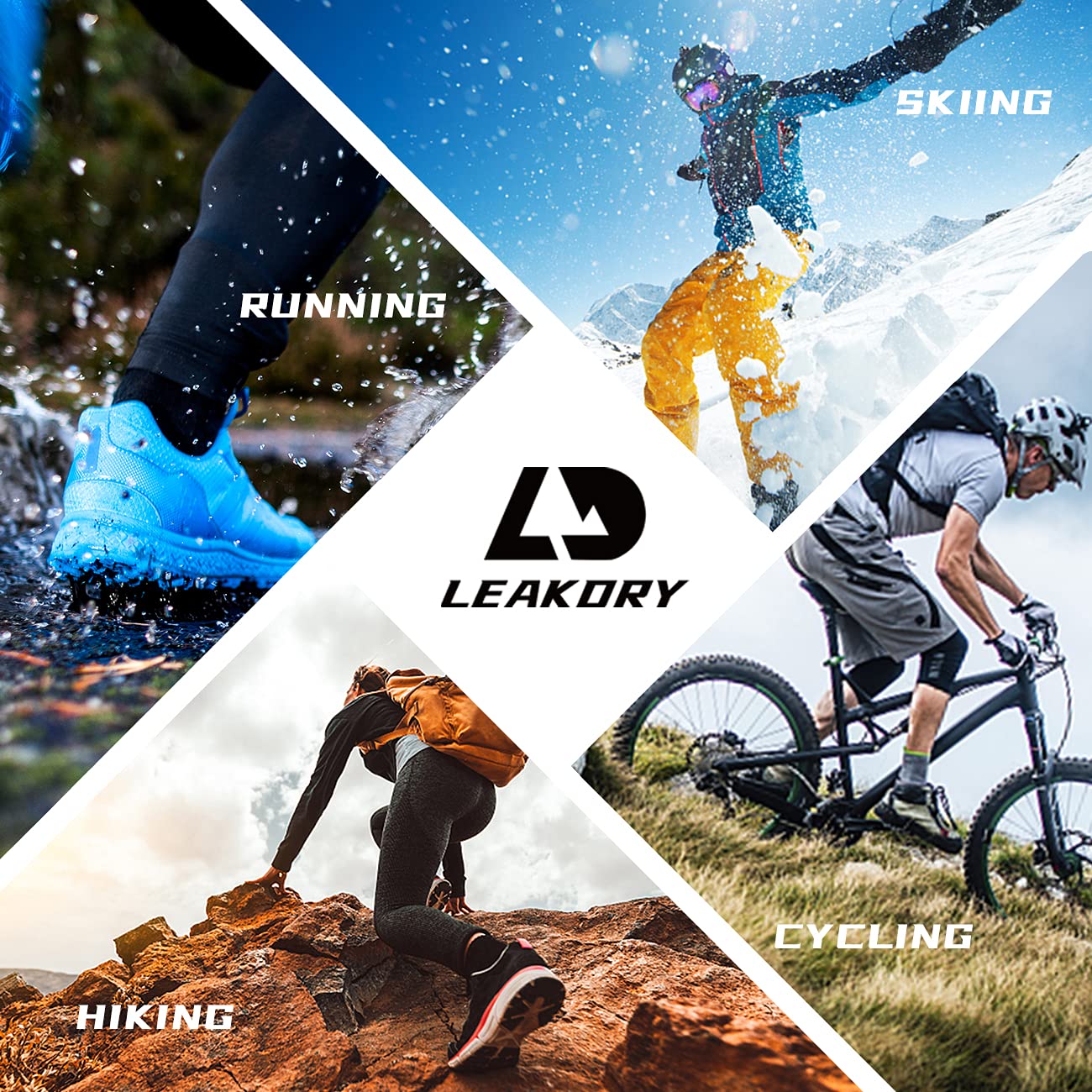 LEAKDRY 100% Waterproof Socks, [SGS Certified] Unisex Breathable Lightweight Socks Novelty Sport Skiing Trekking Socks -Medium