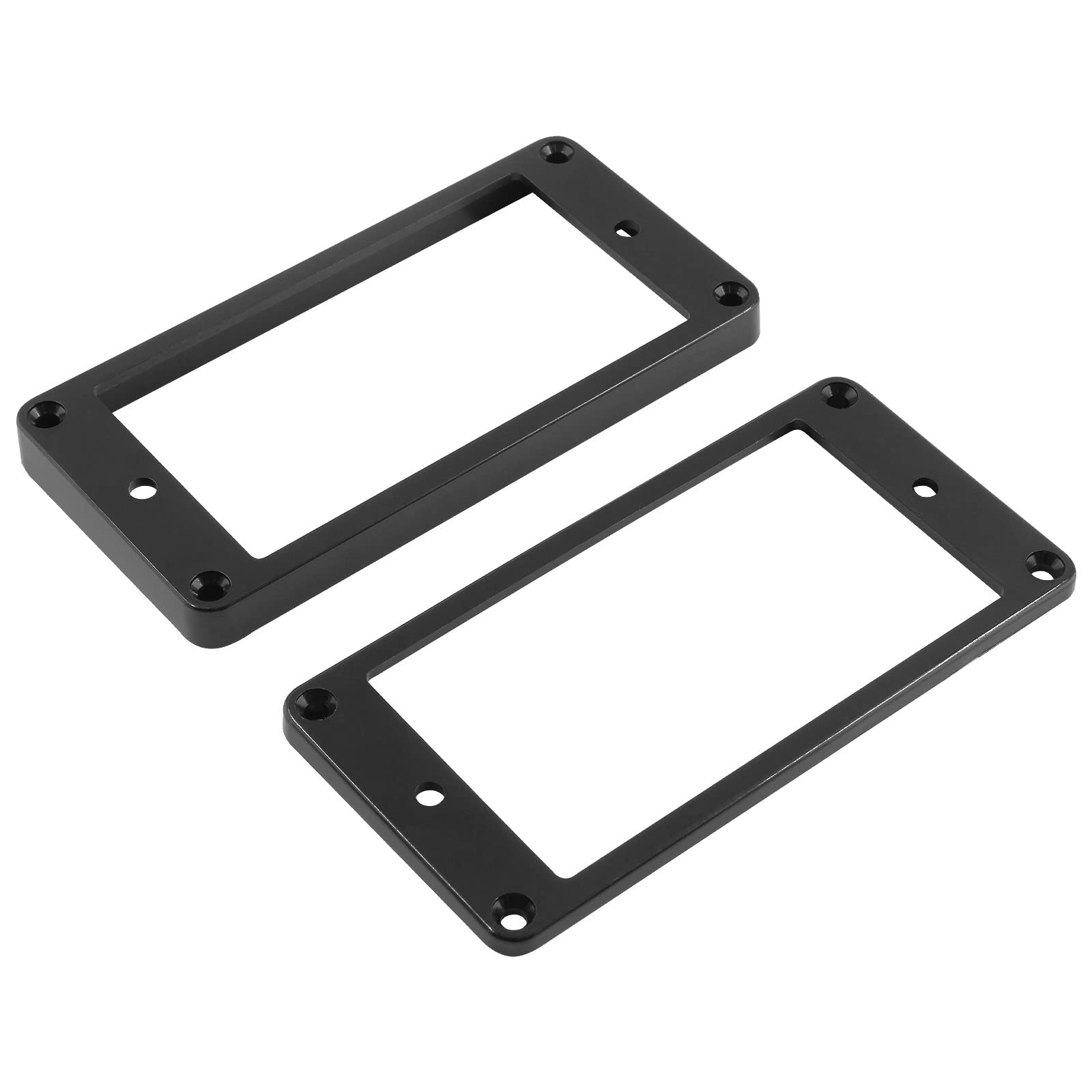 Jiozermi 2 Pcs Plastic Flat Bottom Humbucker Pickup Mounting Ring Set, Bridge Neck Pickups Cover Frame Replacement Part for Electric Guitar or Precision Bass, Black