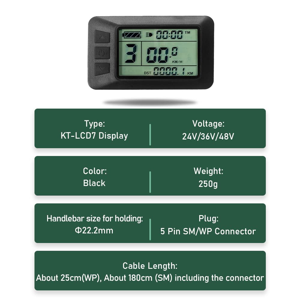 LECHEN Electric Bike Conversion Kit Accessories for KT Control System LCD7 Display for Wheel Hub Motor Kit Accessories (SM)