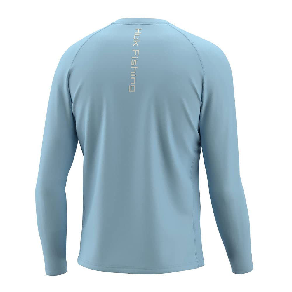 HUK Men's Standard Pursuit Vented Long Sleeve, 30 UPF Fishing Shirt, Crystal Blue, Large