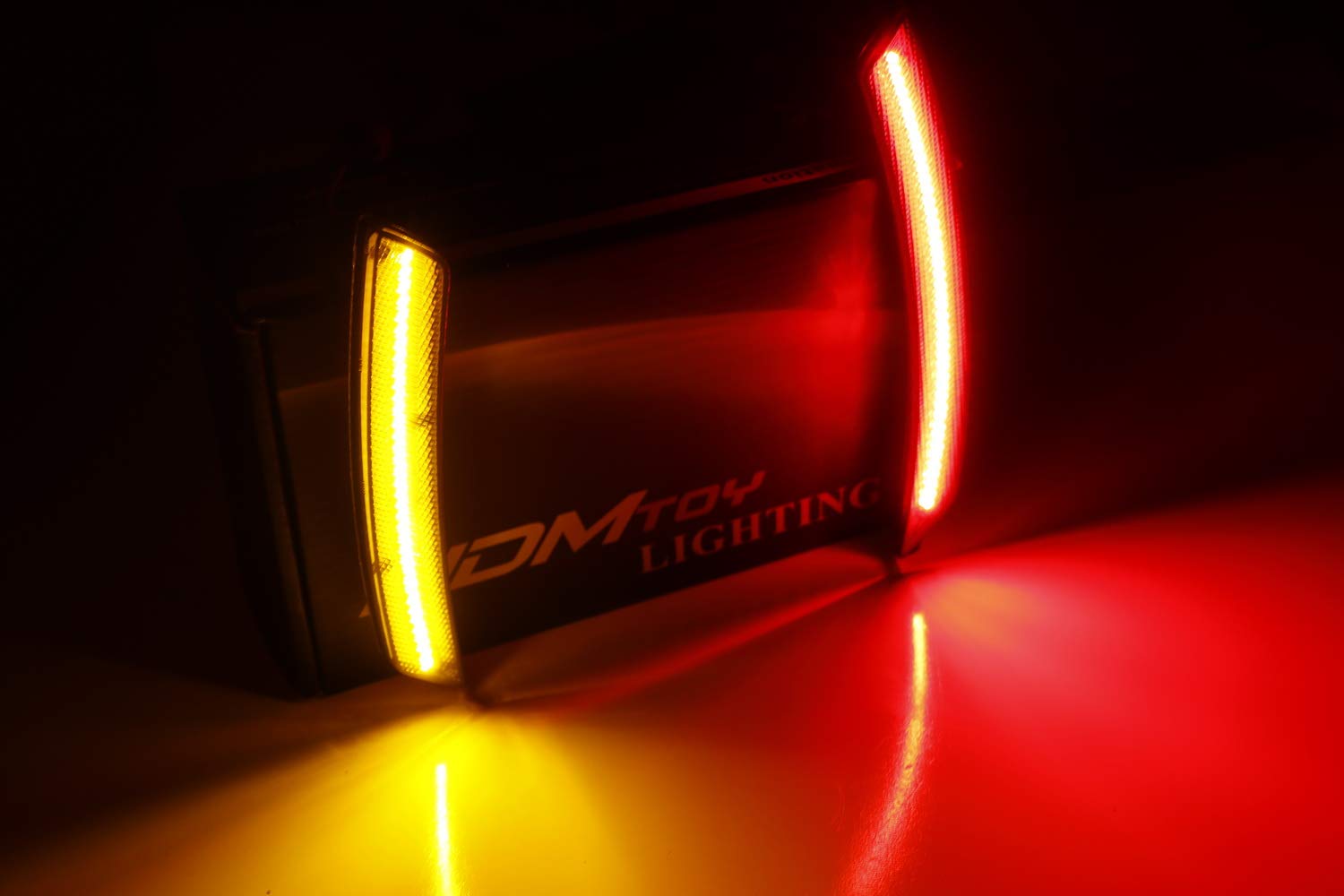 iJDMTOY Smoked Lens Amber/Red Full LED Side Marker Light Kit Compatible With 2002-2008 Gen1 MINI Cooper R50 R52 R53, Powered by Total 120-SMD LED, Replace OEM Sidemarker Lamps