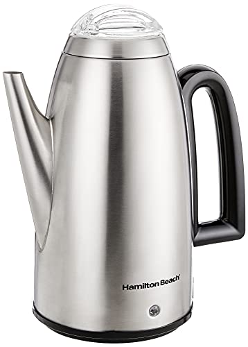Hamilton Beach 12 Cup Electric Percolator Coffee Maker with Cool Touch Handle, Vintage Spout, Stainless Steel