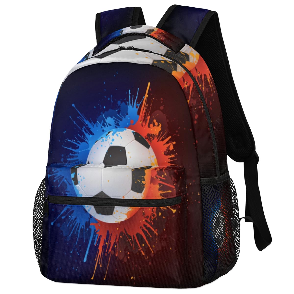Lakiniss Soccer Ball Backpack Multiple Pockets Personalized Bag Backpack with Laptop Compartment Waterproof Durable Lightweight Packable Travel Backpack 11.4 * 8 * 16 Inches