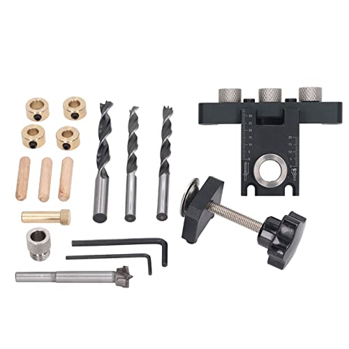 Hole Drill Guide, 3 in 1 Aluminum Alloy Firm Fixing Accurate Positioning High Strength Doweling Jig Kit Anodized Surface for Woodworking