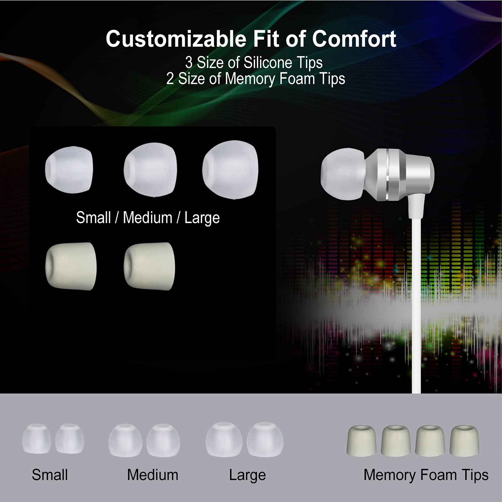 KIXAR VR Earbuds Compatible with Oculus Quest 2 Noise Isolating Wired Headphones Costomized Made for Oculus Quest 2 VR Headset Noise Cancelling in Ear Earphones with 360° Sound and 5 Pairs Ear Caps