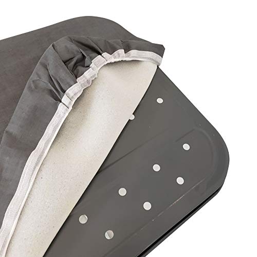 HOMZ T-Leg Clothes Ironing Board, Compact Foldable Standard Size Adjustable Height with Foam Pad & Cotton Cover, Charcoal Gray