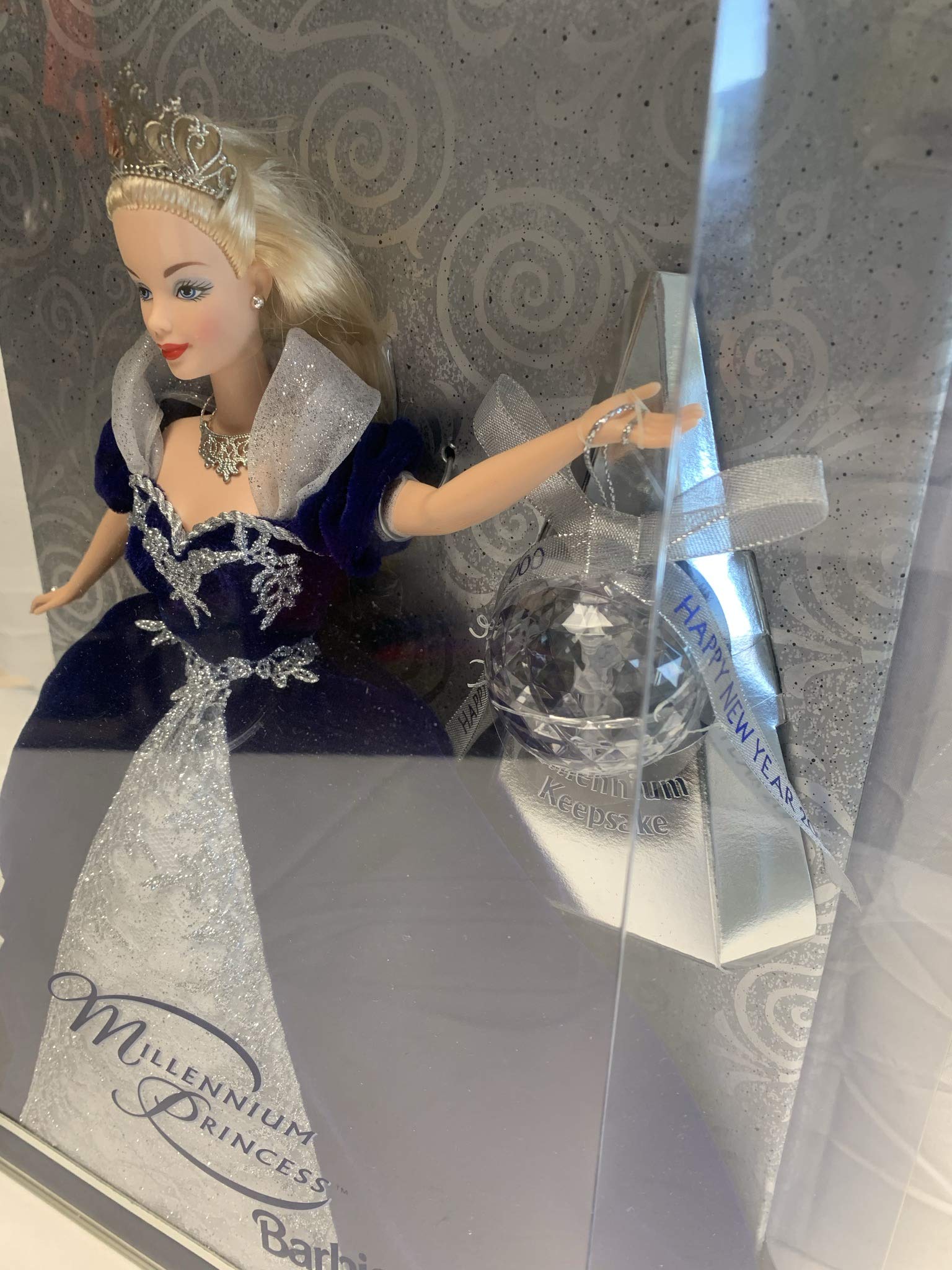 Holiday Barbie Special Edition Millennium Princess Mattel Year 1999 2000 with Swirl Background Inside Box