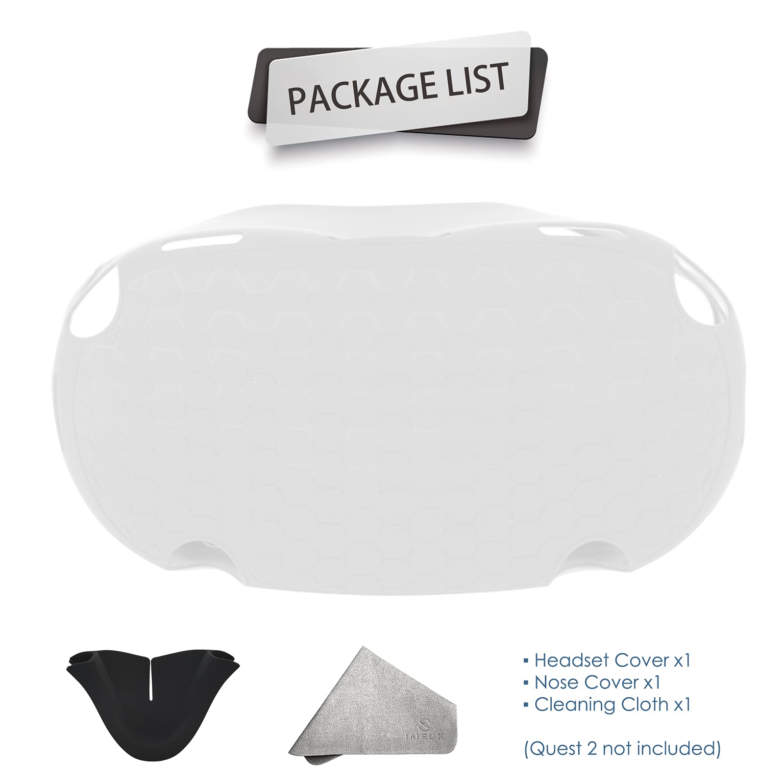 imeux Protective Shell Cover for Quest 2 Oculus Accessories VR Silicone Skin Front Face Protector Hood Kit Anti Dust Anti Scratch Preventing Collisions (Greyish White)