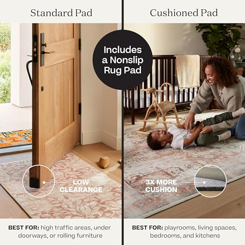 RUGGABLE Washable 2x3 Area Rug, Impasto Natural, Premium Modern Rugs for Living Room, Bedroom, Kitchen, Office, Classroom with Gripper Non Slip Pad