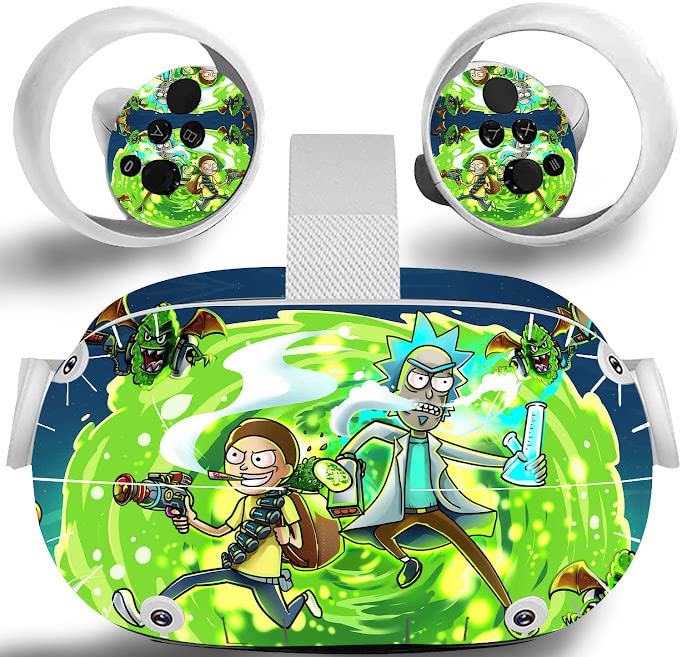 JKCK Oculus Quest 2 VR Headset and Controller Sticker, Vinyl Decal Skin for VR Headset and Controller, Virtual Reality Protective Accessories - Funny Cartoon