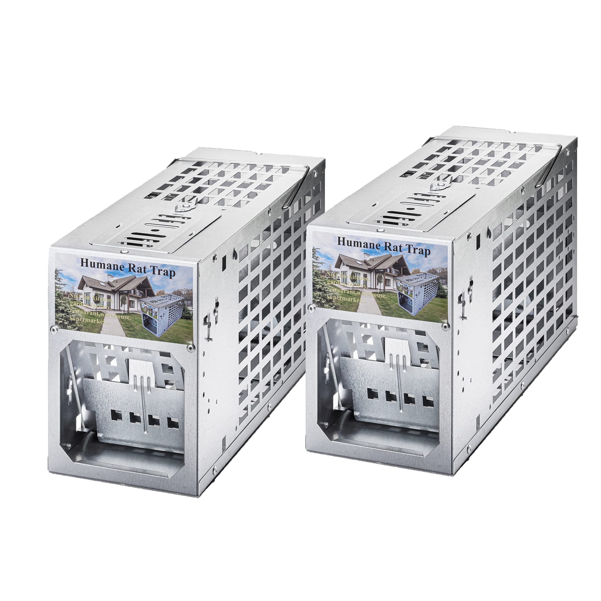 Joozer Humane Rat Trap That Work Live Mouse Trap Indoor Catch and Release Animal Cage Multi Large Bait Outdoor Reusable Chipmunk Mice Voles Rodent (1 Door 2pack)