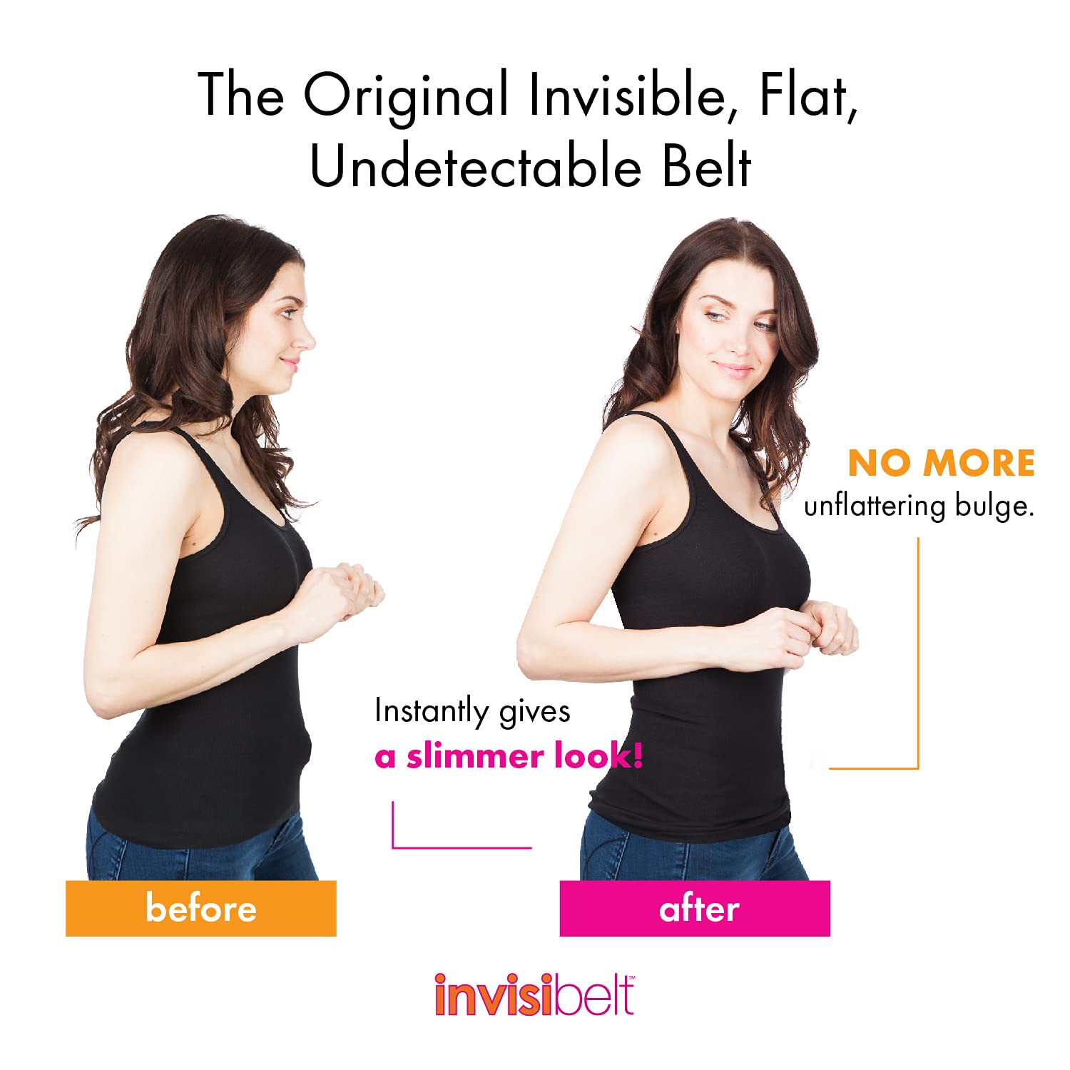 Invisibelt Skinny Belt - Lay Flat, Adjustable, No Buckle Belt with Narrow Band (Black Croc, Standard (0-14))