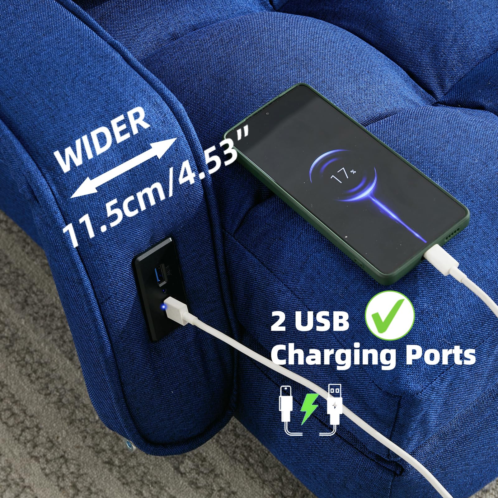 STHOUYN Folding Sofa Bed, Convertible Sleeper Chair Bed with USB, Floor Chair with 5-Position Adjustable Back Support, Small Comfy Couch for Bedroom Small Space, Cozy Chair, Apartment Dorm (Dark Grey)