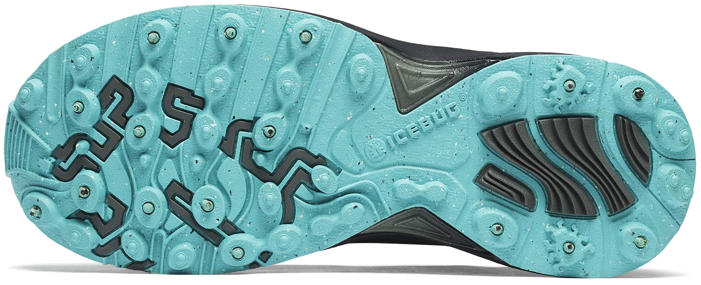 Icebug Womens Stavre BUGrip GTX Hiking Boot with Carbide Studded Traction Sole, Black/Jade Mist, 9.5