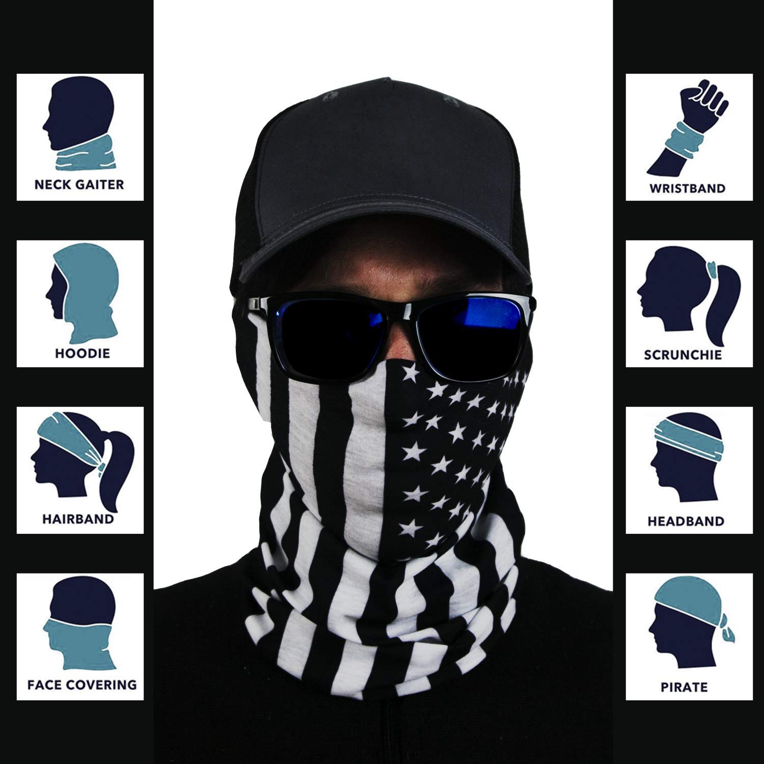 International Tie Maryland Flag Bandana – Face Mask, Soft & Breathable Material Multi-Functional Neck Gaiter, Balaclava, Sunmask or Headband
