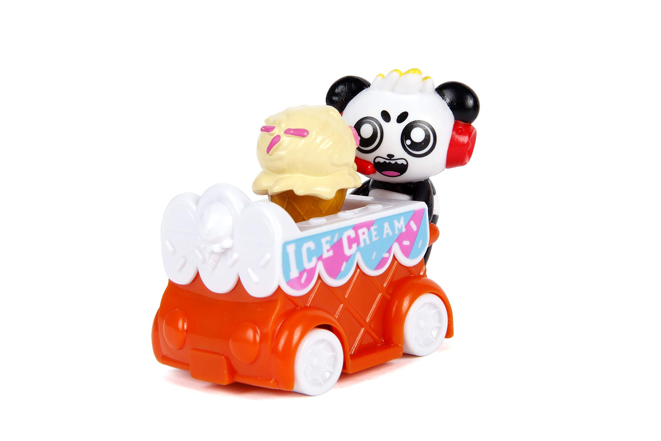 Jada Toys Ryan's World Racers 3 Pack Vehicle Set, Red Titan's Supercar, Ryan's Train, Combo Panda's Ice Cream Cart