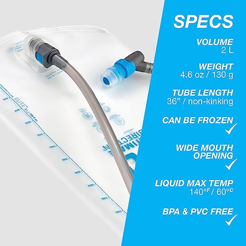 Ultimate Direction Water Reservoir, Hydration Bladder with Straw for Hiking, Running, Endurance Athletes, Made by Hydrapak, 1.5L-3.0L (2.0 Liters)