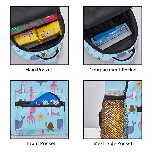 wnlnfdp Custom Backpack for Girl Boy, Personalized Backpacks whit Name, Customized Ocean World Bookbag for Gift, Casual Travel Laptop Backpack -12in
