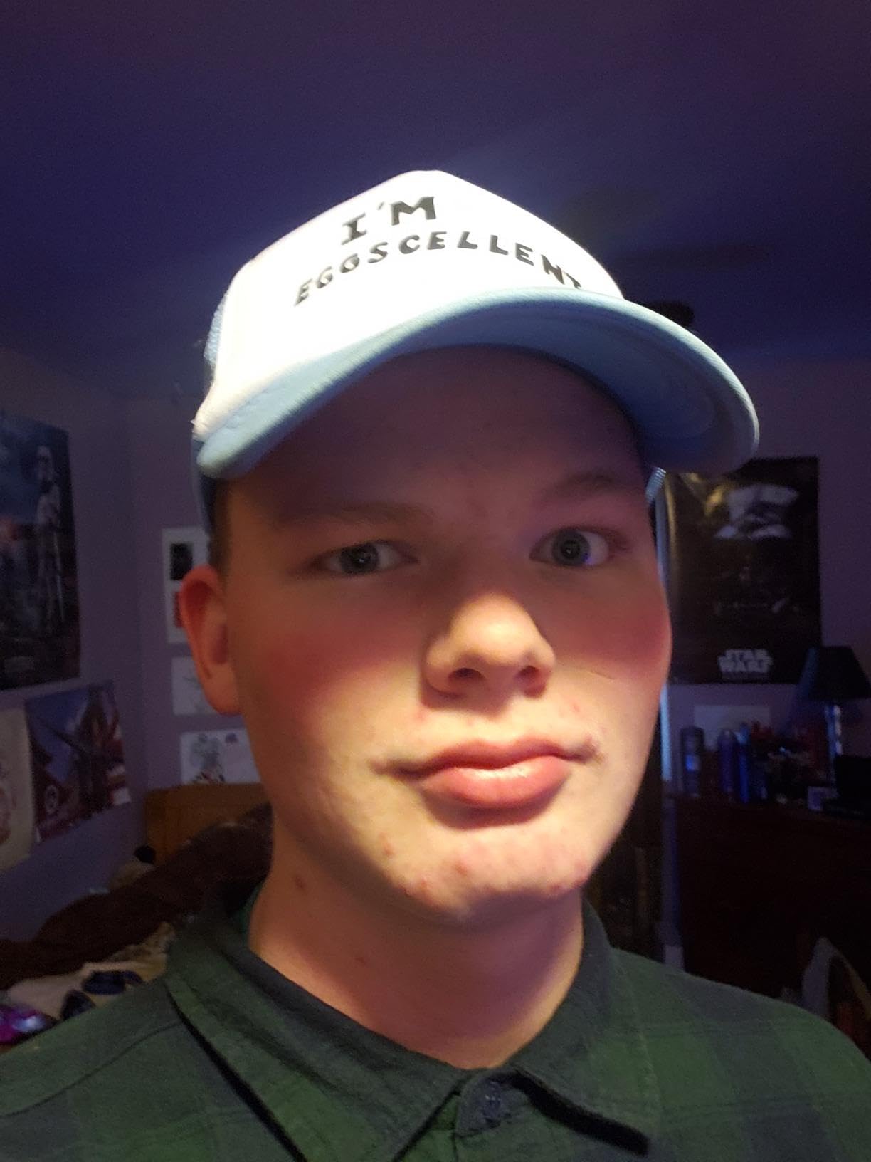 I'm Eggscellent Trucker Hat The Regular Show Cap Rigby Mordecai TV Show Costume Blue