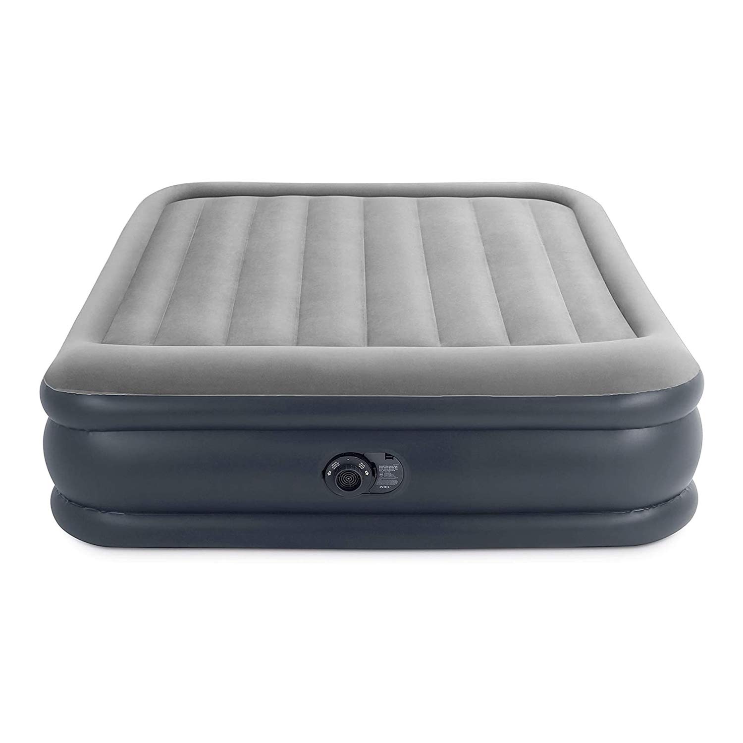 Intex 64135ED Dura-Beam Plus Deluxe Pillow Rest Air Mattress: Fiber-Tech β Queen Size β Built-in Electric Pump β 16.5in Bed Height β 600lb Weight Capacity