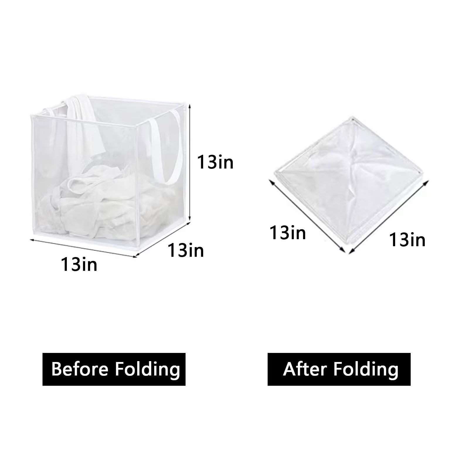 Typutomi 4 Pack Popup Laundry Hamper, Small Collapsible Mesh Laundry Baskets Dirty Clothes Basket with Handle Cube Storage Basket for Washing Storage,Toy Storage,Dorm and Travel(White,13 Inch)
