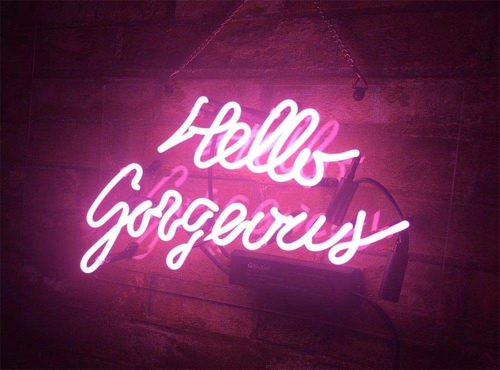 INXX NEON Hello Gorgeous Pink Handmade Display Beer Sign Wall Artwork Store Neon Light