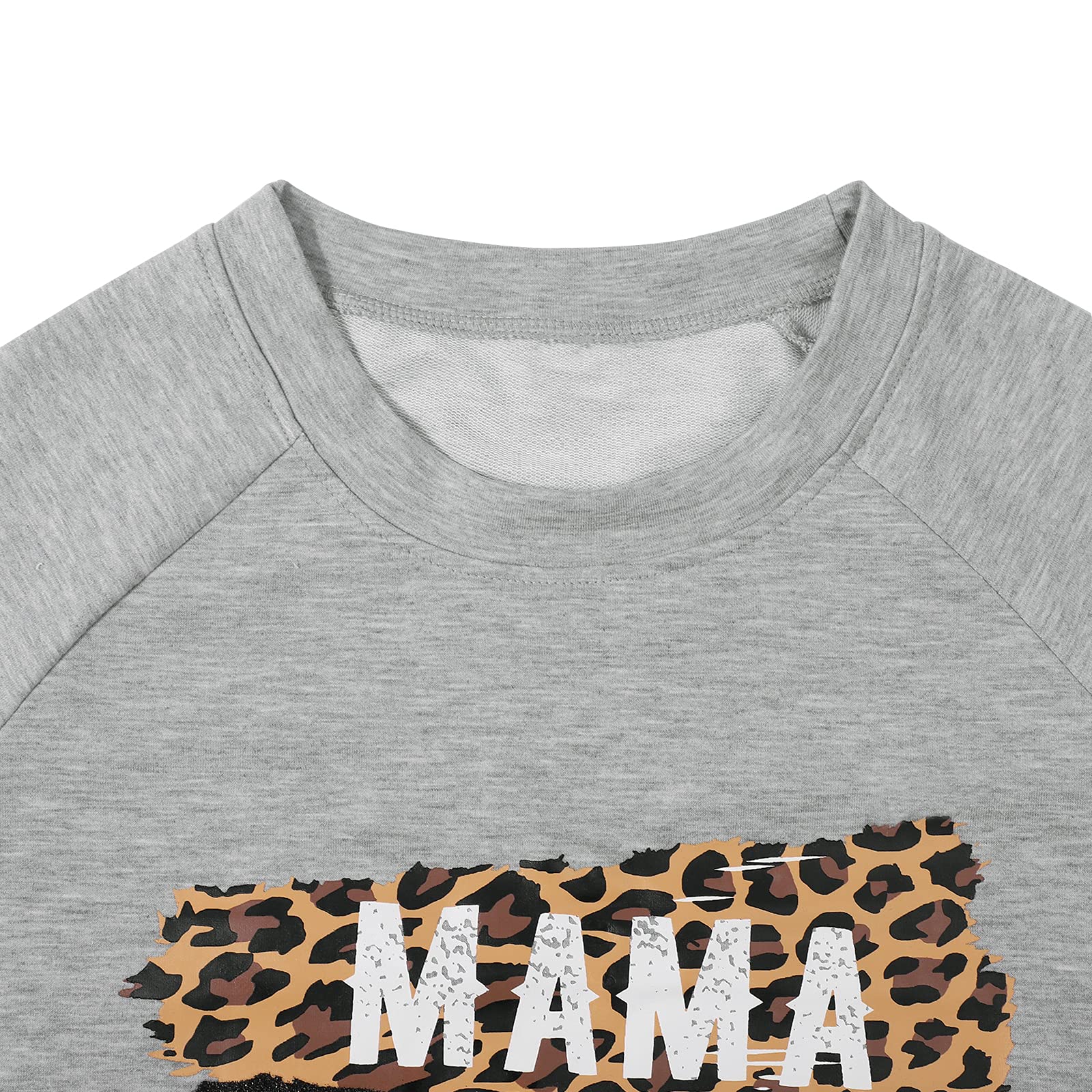 JINTING Mama Life Sweatshirt Women Leopard Mom Saying Top Tee Mother Gift Lightweight Pullover Long Sleeve Blouse