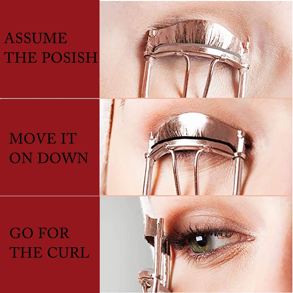 JDO Eyelash Curler with 10 Refill Pads & Spring Loaded for No Pinching or Pulling and Perfect for Those with Straight Flat Lashes Wanting Dramatic Long Lasting Seamless Curls