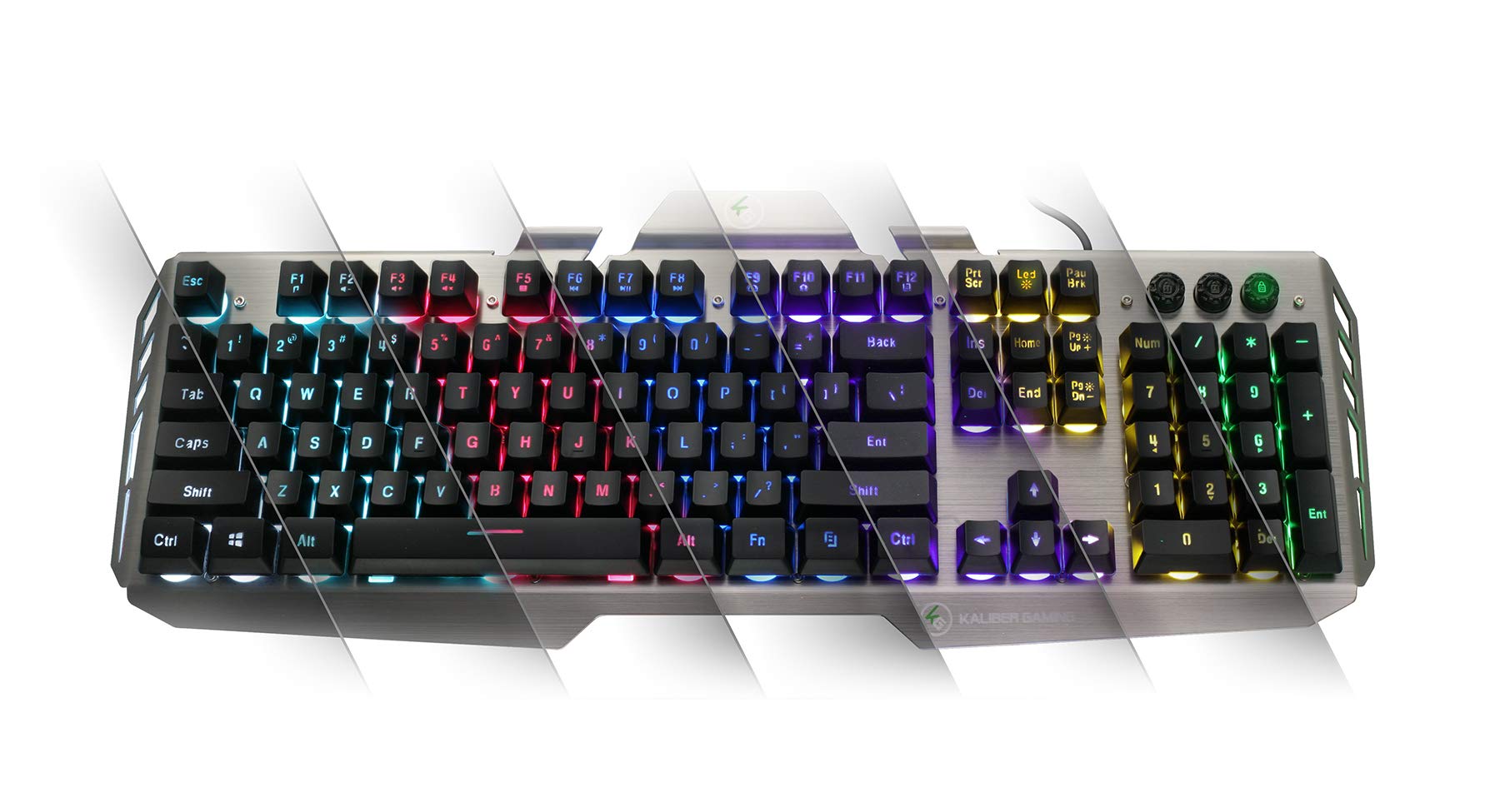 IOGEAR Kaliber Gaming HVER Aluminum Gaming Keyboard, Black/Gray,GKB704L-BK