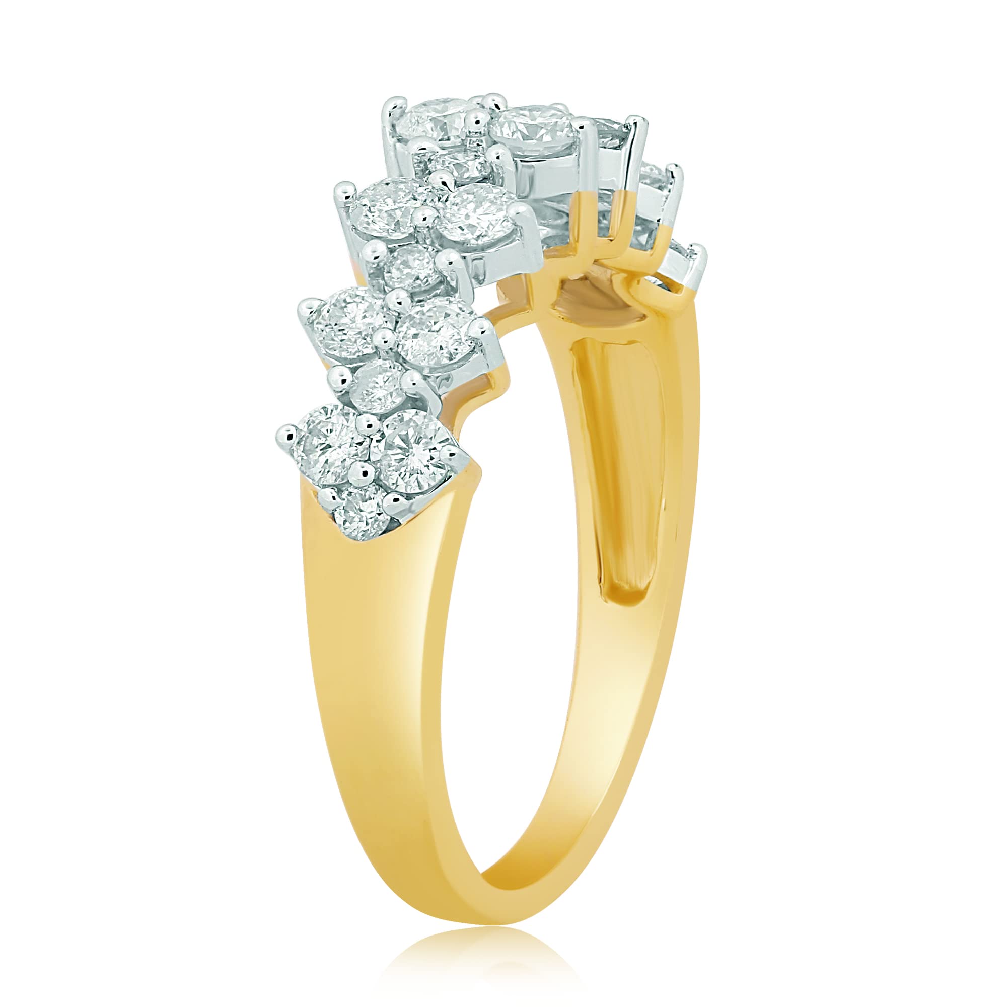 Jewelili 14K Yellow Gold 1 Cttw Natural White Round Diamond Band Ring, Size 6