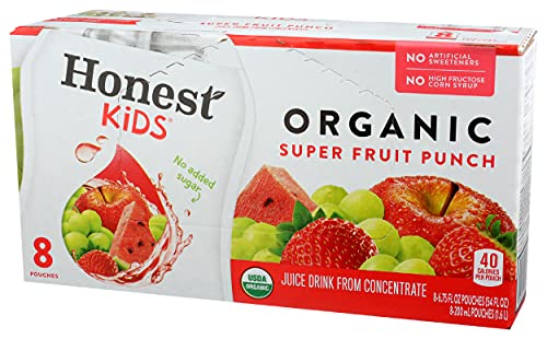 Honest Kids, Organic Super Fruit Punch, 6.75 Fl Oz Pouches, 8 Pack