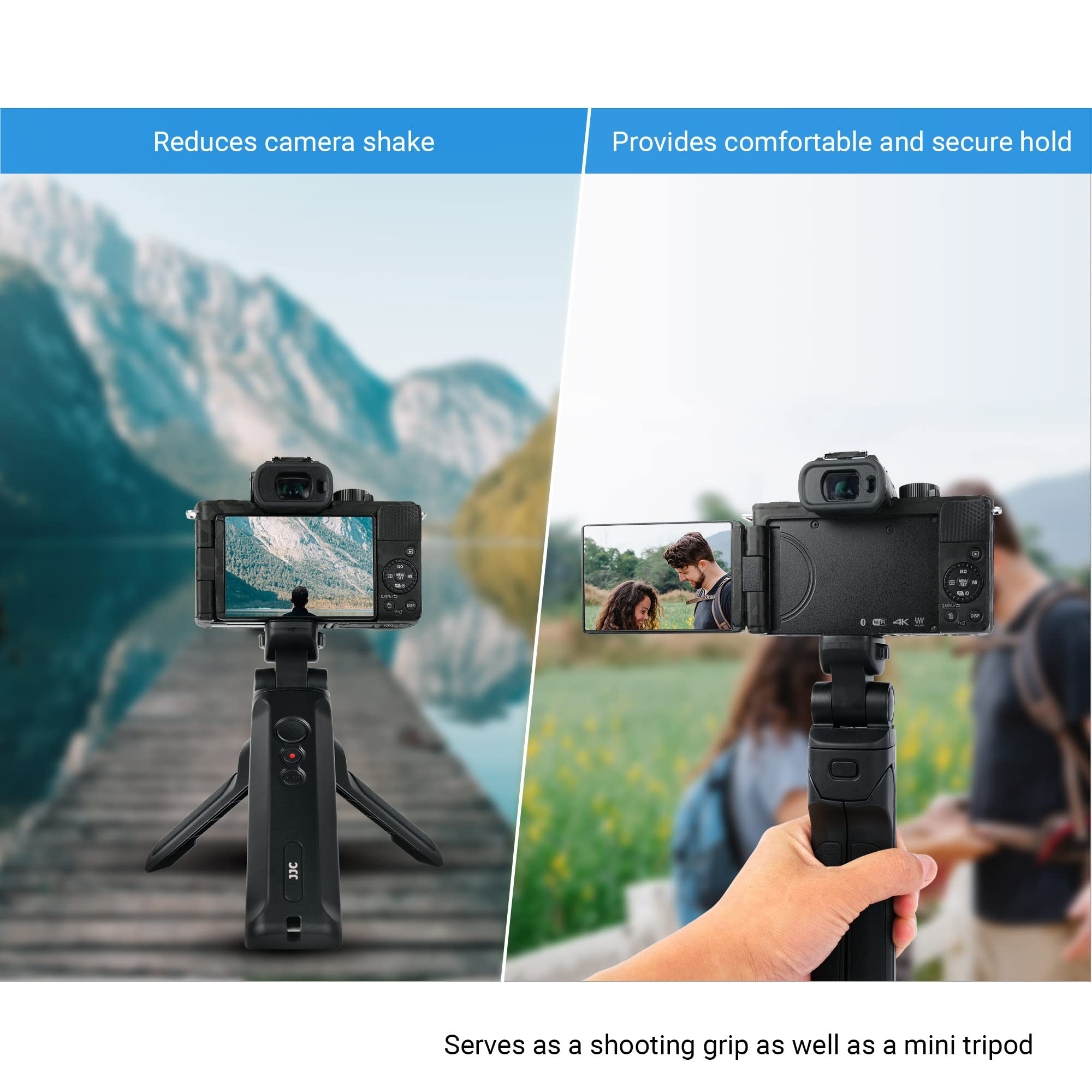 JJC 3 in 1 Mount Adapter Kit Cell Phone Clip Clamp Mini Extension Pole Tripod Stand Action Camera Video Vlog Holder for GoPro Hero9 Hero8 7 6 iPhone Samsung Galaxy Sony ZV-E10 ZV-1