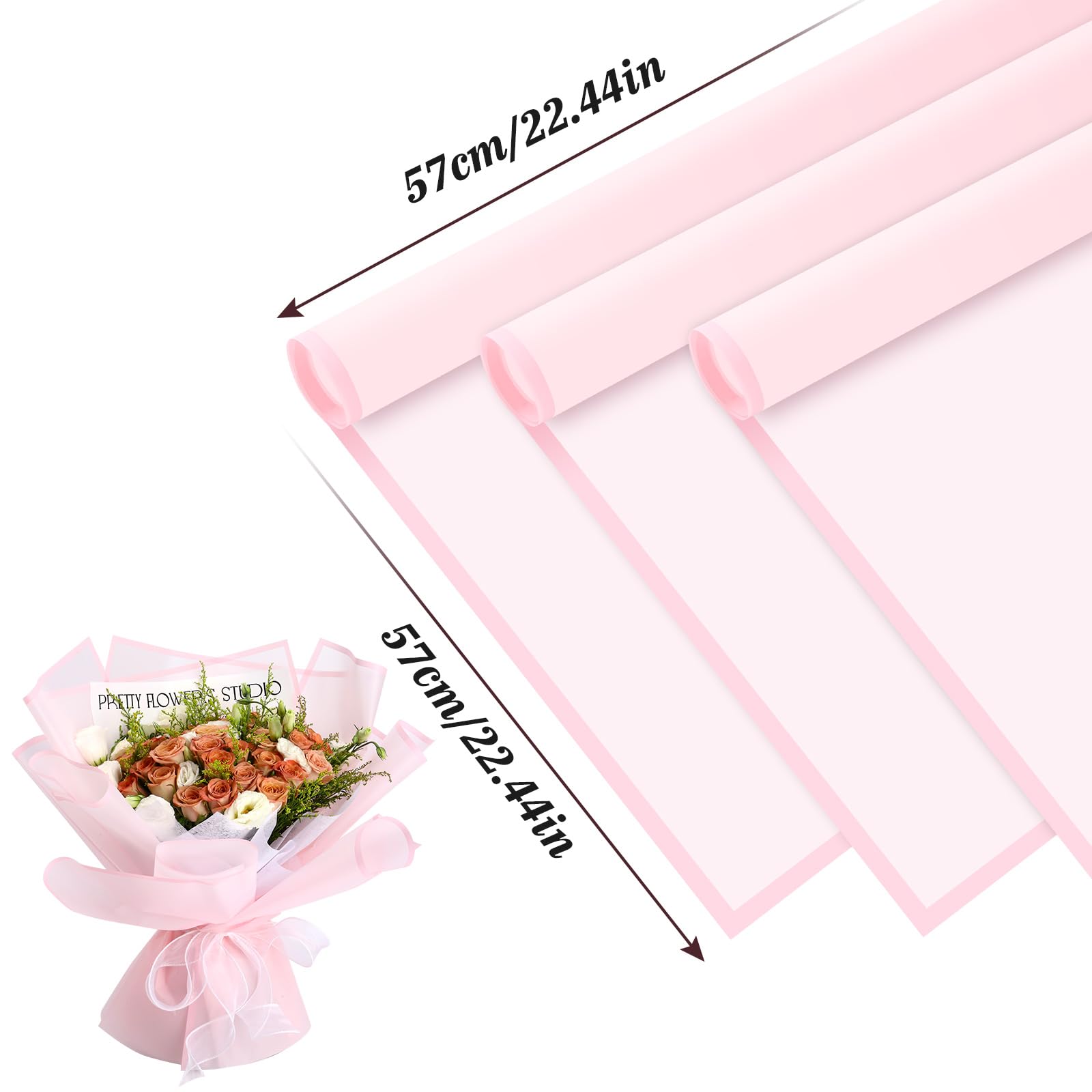 Rumvan Flower Wrapping Paper, 20 Sheets, Waterproof, Floral Bouquet Design, for Wedding, Birthday Gift, DIY Florist Supplies (Pink colour)