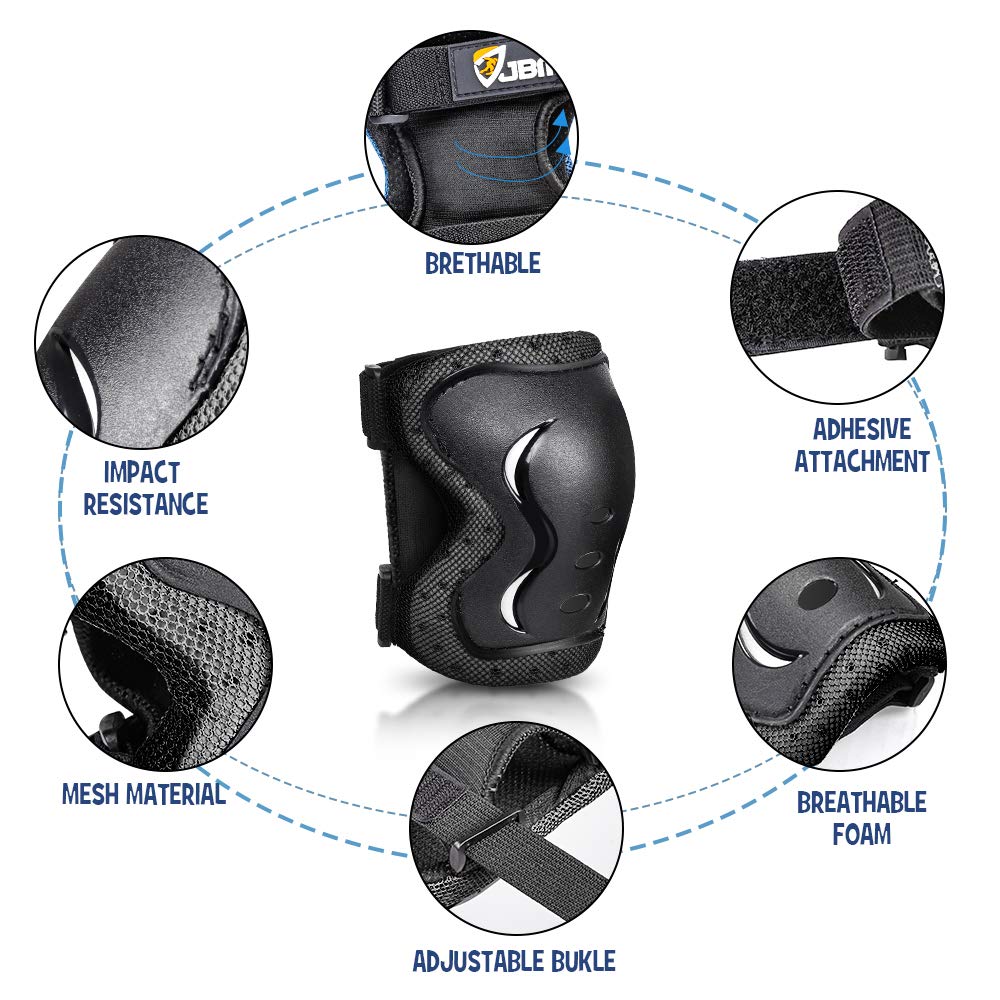 JBM Kids Full Protective Gear Set, Multi-Sport Helmet, Knee Pads and Elbow Pads with Wrist Guards, Full Protection