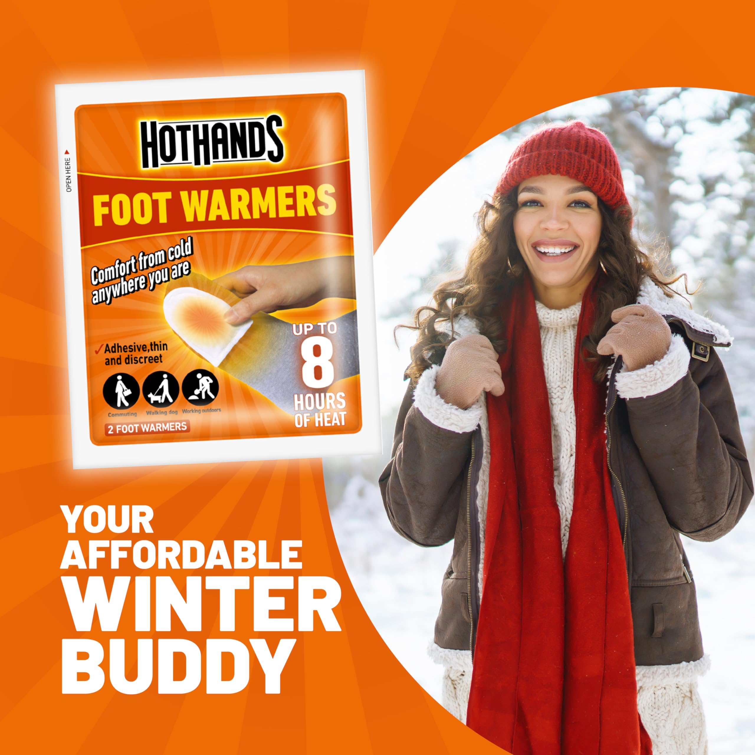 HotHands Foot Warmers - 8 Hours of Heat - Air Activated - Ready to use,2 Count (Pack of 20)