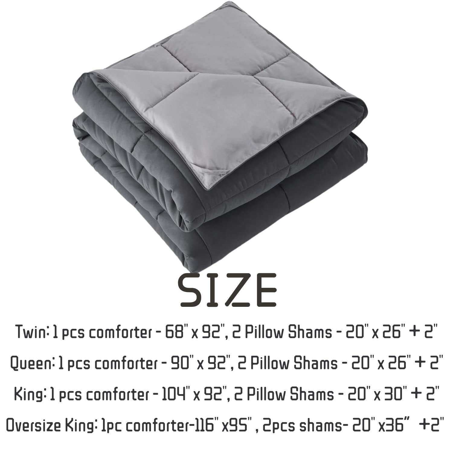 HUAJIE HJ 3 Pieces All Season Soft Comfortable Down Alternative Reversible Quilted Oversize Comforter Set School Dorm, Machine Washable