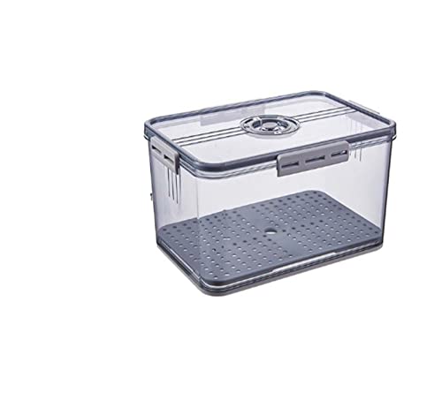 TIMLUX TaoHuaDao 1.5L-7L Stackable Refrigerator Storage Bins Food Grade Containers Kitchen Organizer Box with Lid Drainboard Timer Clear Large (Color : 7001-01)