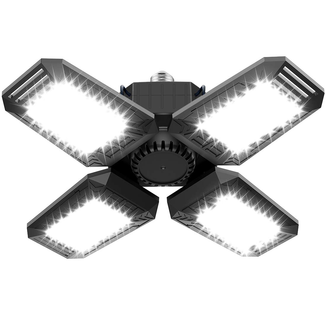 Jiffi 120W LED Garage Lighting, Deformable Garage Light, 12000LM 6500K Four-Leaf Garage Ceiling Light Fixtures with Adjustable Panels, E26/E27 Base, LED Shop Lights for Basement Workshop Warehouse