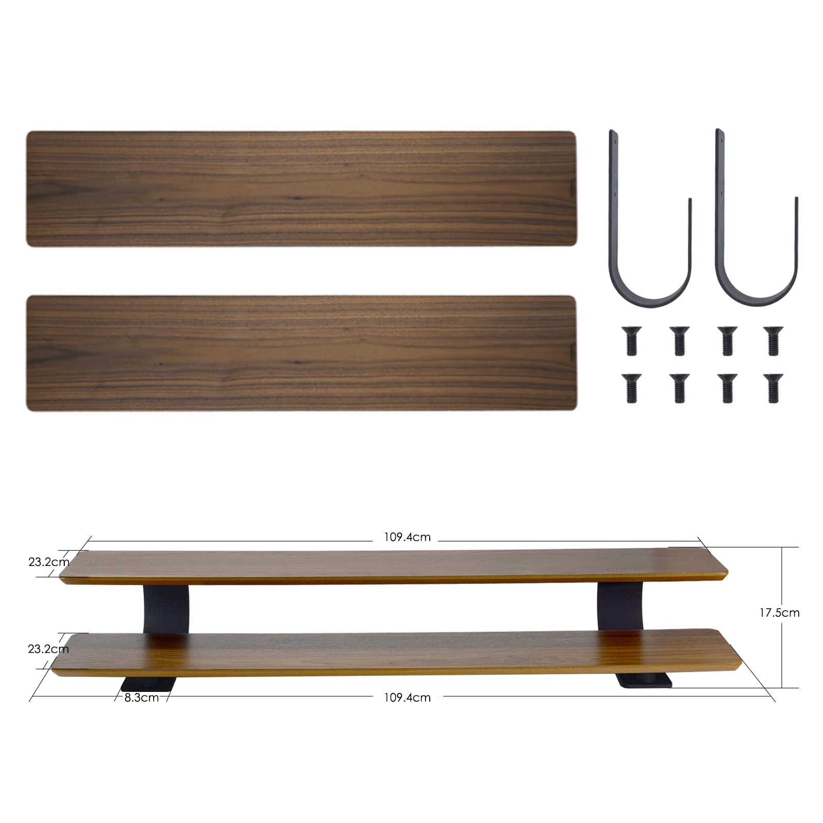 SAMDI Monitor Stand, Wooden Computer Monitor Stand,Wood Oversized Double Layer Desk Stand Riser for Laptop, Computer, iMac, Laptop, with Table (Walnut)