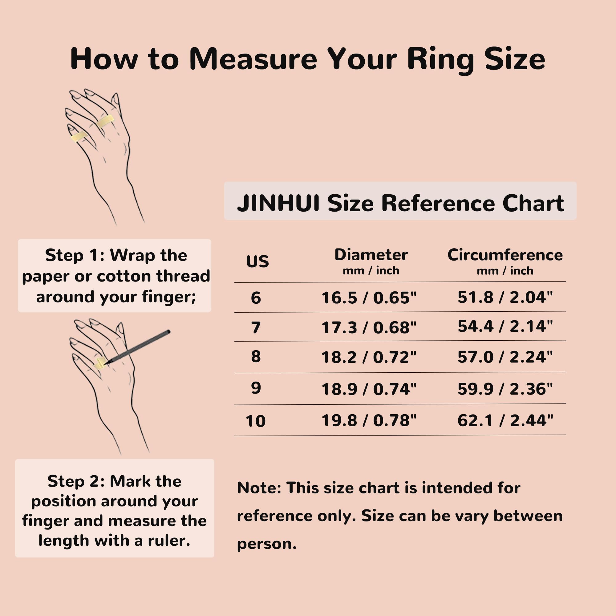 JINHUI Rings with Charms for Girlfriend, 6mm Heart Dangle Ring Graducation Gift 18k Gold Plated Ring Engraved Promise Ring Jewelry (Silver, 7)