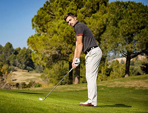 Hirzl Trust Hybrid Golf Gloves Mens Worn on Left Hand (Right Handed Golfer) Super-Strong Kangaroo Leather White / Black Small Ultra Grip Mitt