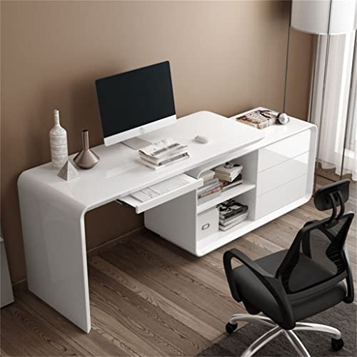 JIMEOG Office Desk Computer Desk Swivel Angle Multifunctional Desk White Office Furniture