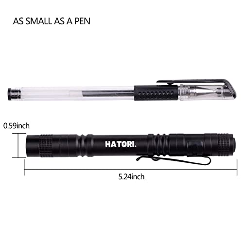 HATORI LED Mini Flashlight, Bright Small Handheld Pocket Flashlights Tactical High Lumens Pen Light for Camping, Outdoor, Emergency, 1 Pack(5.24Inch)