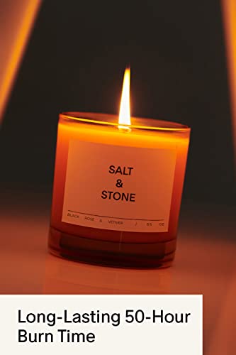 SALT & STONE Black Rose & Vetiver Scented Candle | Hand-Poured, Aromatic & Fragrant | Made with Natural Coconut & Soy Blend Wax | 100% Cotton Wick | Long-Lasting 50 Hour Burn Time (8.5 oz)
