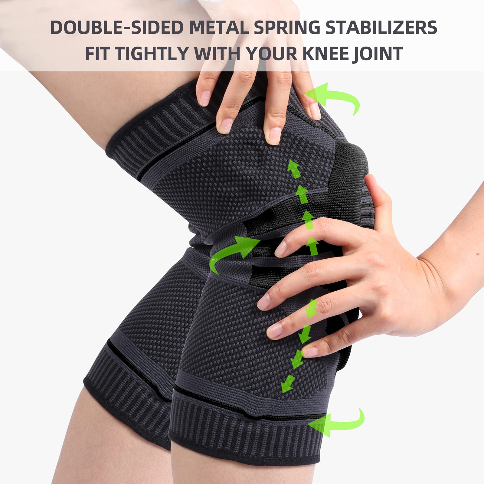 Knee Compression Sleeve, Knee Brace Support with Patella Gel Pad & Side Spring Stabilizers,Medical Grade Knee Protector for Running,Meniscus Tear,Arthritis,Joint Pain Relief,ACL,Injury Recovery