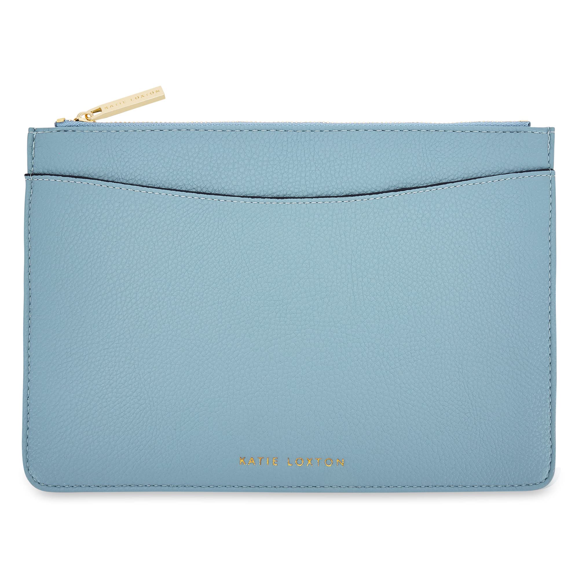 KATIE LOXTON Cara Womens Medium Vegan Leather Slip Pocket Clutch Handbag Pouch Blue
