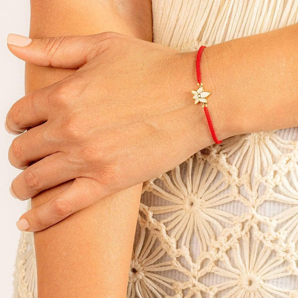 KARMA AND LUCK Women's 925 Sterling Silver, Adjustable Drawstring Closure Red String Bracelet for Spiritual Power | 6" - 9" adjustable | Available in Cross, Lotus and Heart Charm