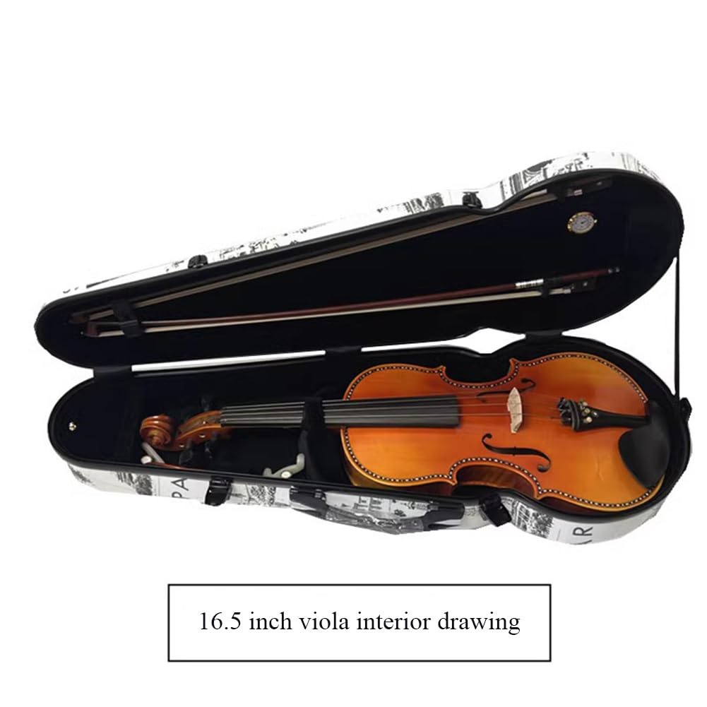 HDYNUZ 15-17" Viola Case, carbon fiber Lighweight Viola Hard Case Built-In Thermometer with Double Shoulder Straps, Universal Viola Case (Color : Black stripe)